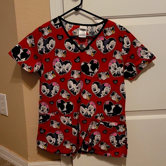 Disney | Other | Mickey And Minnie Mouse Scrub Top | Poshmark